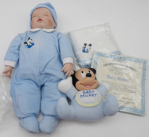 Ashton Drake Disney Babies Baby Mickey Mouse Porcelain Doll w/ Blanket ...