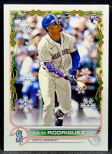 2022 Topps Holiday Julio Rodriguez RC SP (819) Candy Cane Sleeve Rookie ...