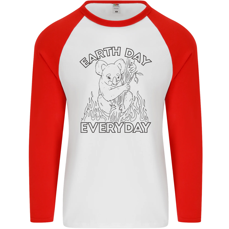 Koala Bear Earth Day Everyday Climate Change Mens L/S Baseball T-Shirt ...