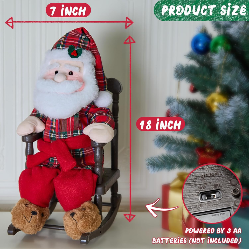 Christmas Animatronic Rocking Chair Santa Claus Decoration - 18 Inch ...