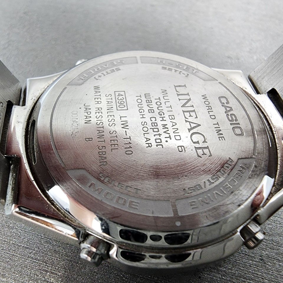 Casio Lineage Watch Men 38mm Black Dial Steel Date Atomic Solar World ...