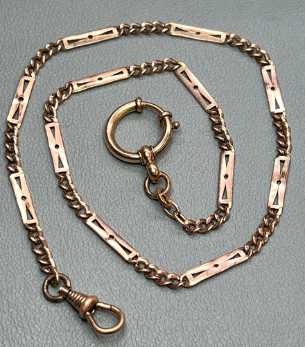 Antique Victorian Pocket Watch Chain Hallmark Am.Double Crown C.M Gold ...