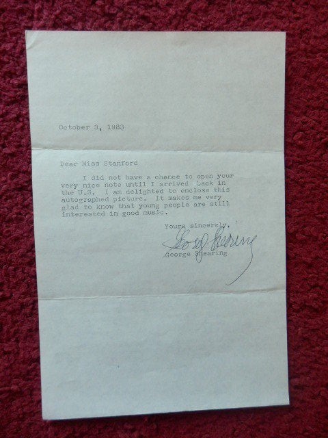 GEORGE SHEARING - PIANIST - AUTOGRAPHED LETTER - 1983 | eBay