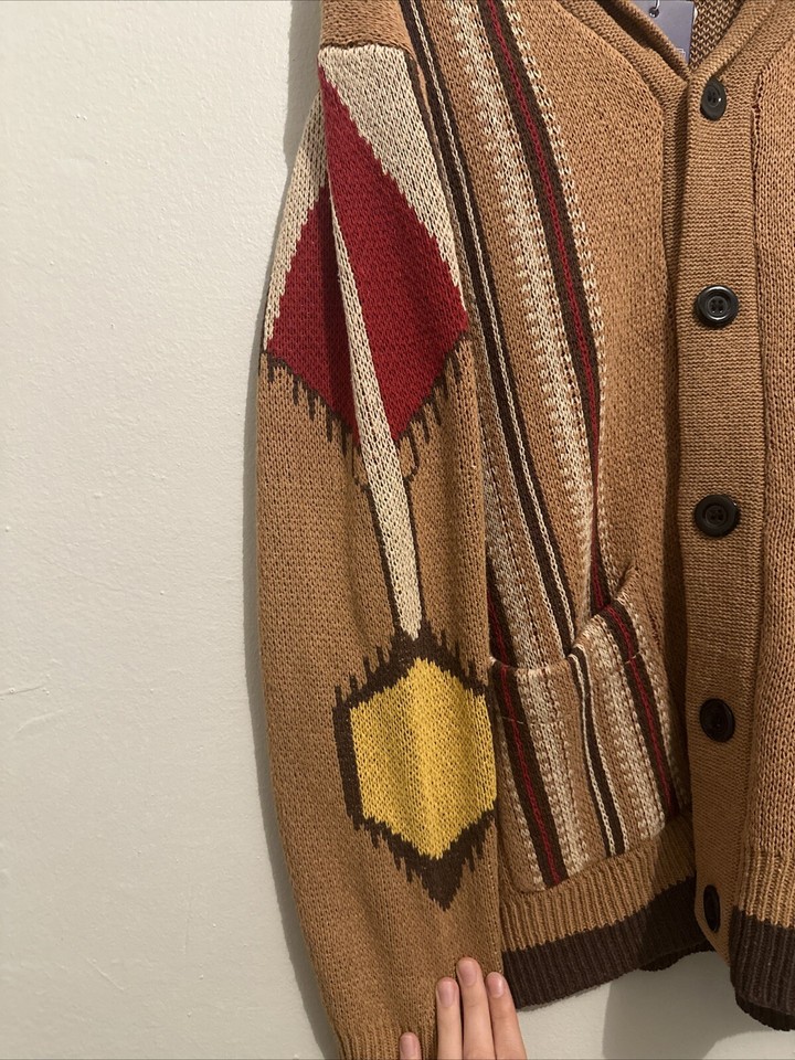 Sinransinya Cardigan Sweater Button Brown Aztec / Native American ...