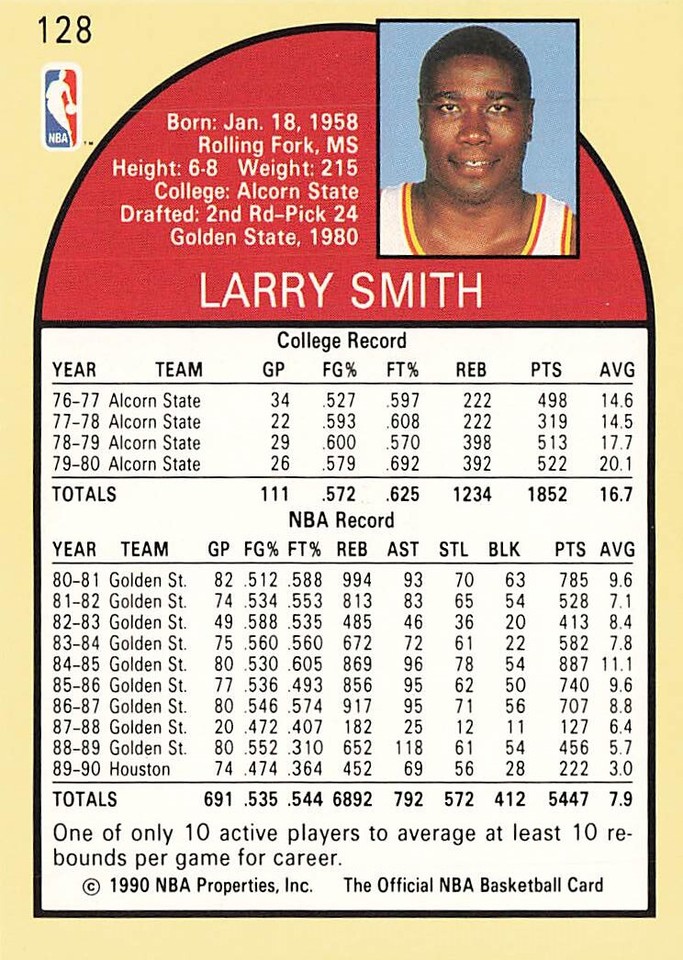 1990 Hoops #128 Larry Smith Houston Rockets | eBay