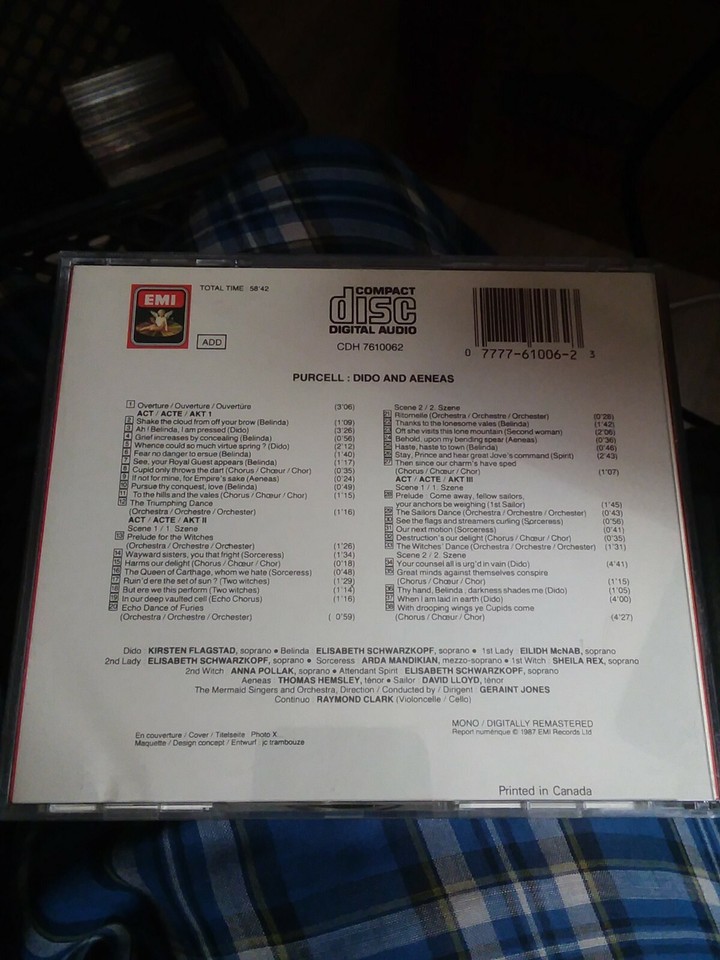 Purcell: Dido and Aeneas / Jones, Flagstad, Schwarzkopf, etc by Kirsten ...