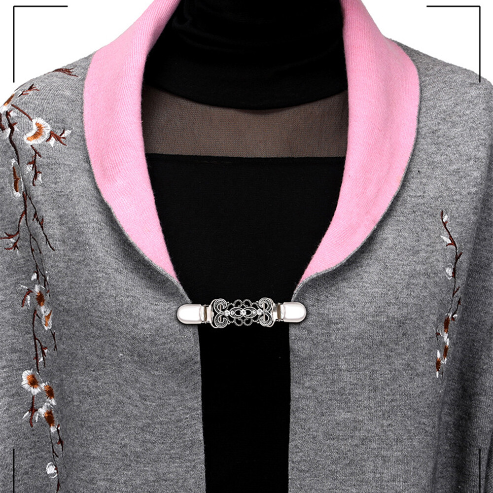 Retro Sweater Shawl Brooch Clips for Women Cardigan Collar Dress Shirt ...