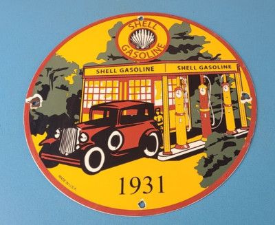 Vintage Shell Gasoline Sign - Shell Clam Sign - Old Gas Car Pump ...