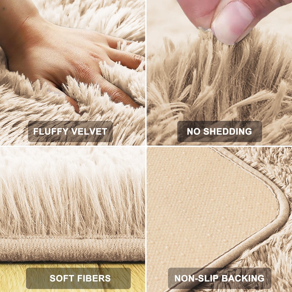 Shaggy Fluffy Area Rug Anti Skid Living Room Bedroom Carpet Ultra Soft ...