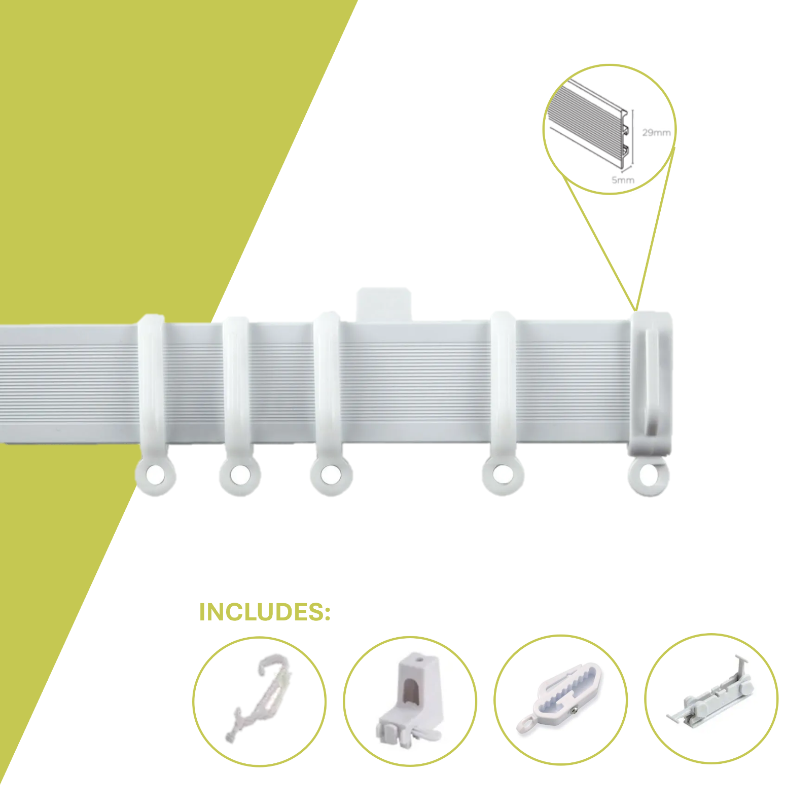 NewEdgeBlinds Streamlined Custom Made White PVC Curtain Rail / Track Up ...