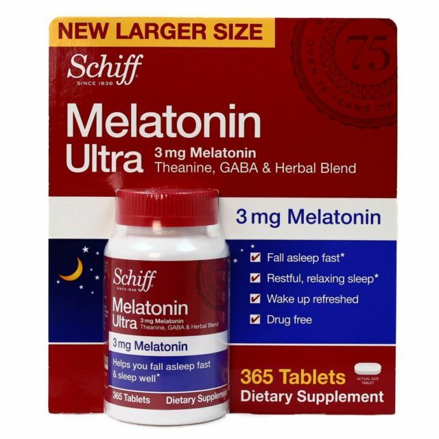 Schiff Melatonin Ultra with L-Theanine and GABA 365 Sleep Aid Tablets ...