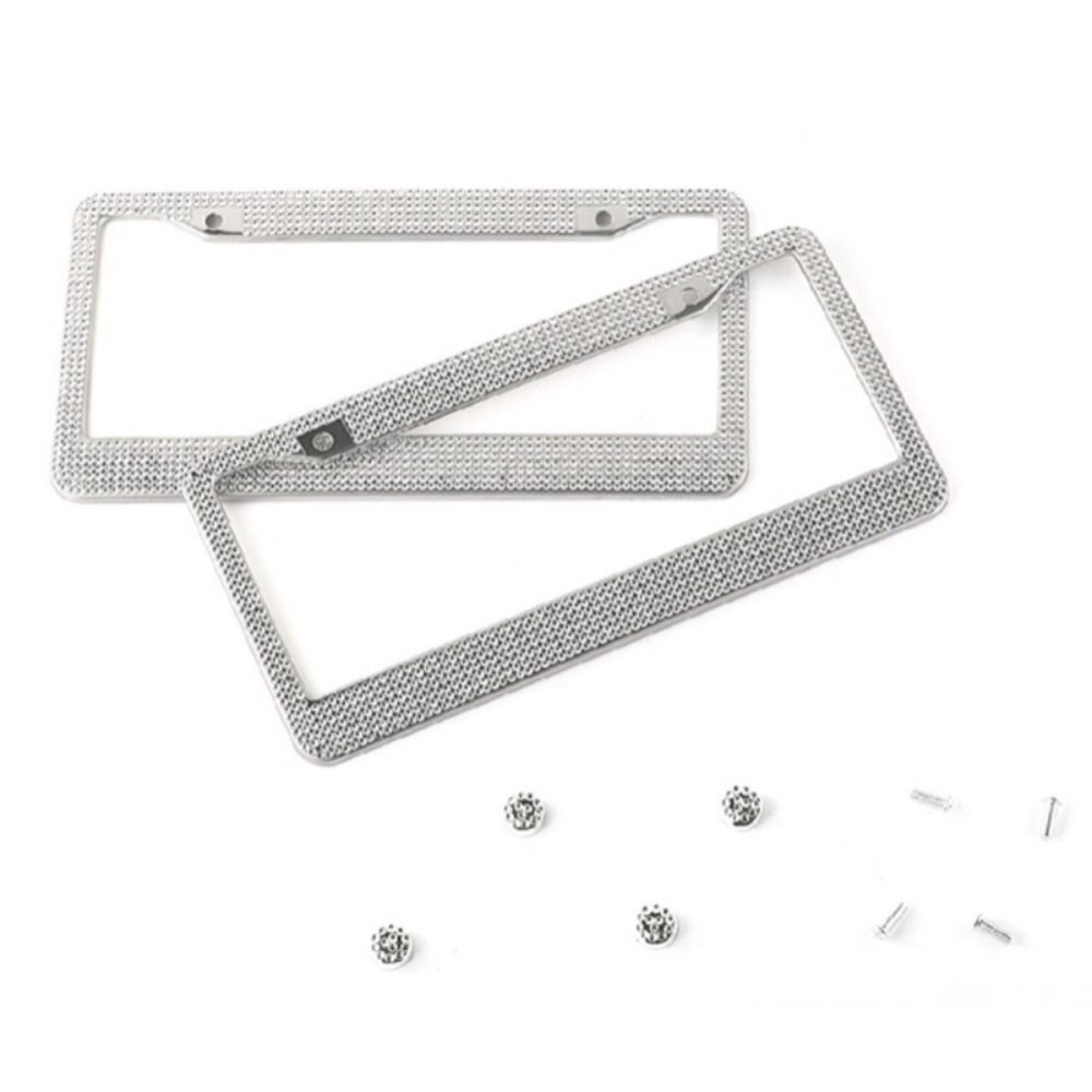 Crystal Diamond Stainless Steel Car Frame Rhinestone License Plate ...