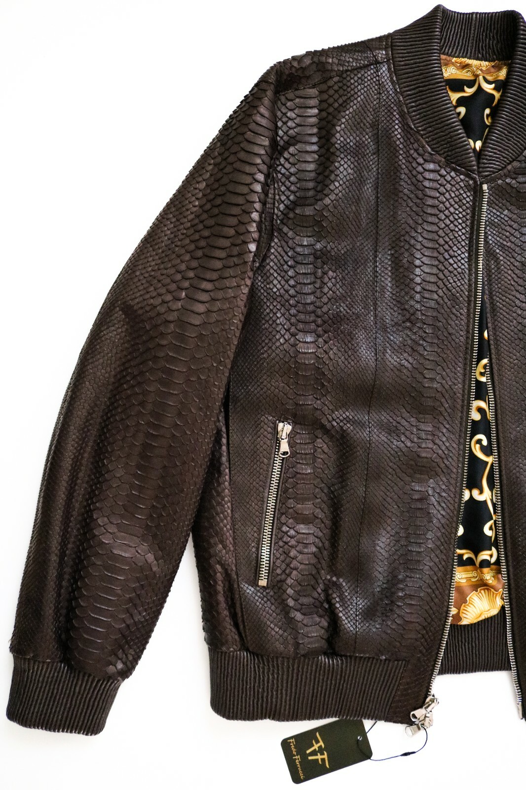 $13450 FREDO FERRUCCI Brown 100% Genuine Python Leather Jacket Size 58 ...