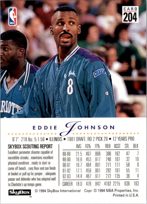 1993-94 SkyBox Premium #204 Eddie Johnson - NM | eBay