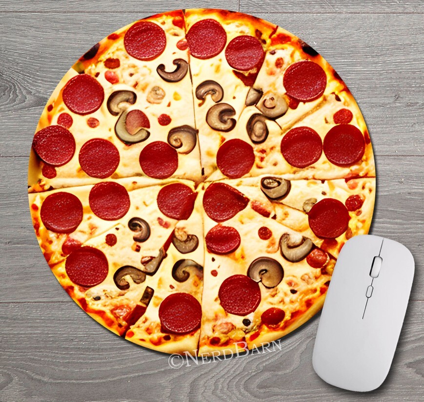 PIZZA Pepperoni Slice ~ Round Mouse Pad / Mousepad Mat For Computer PC ...