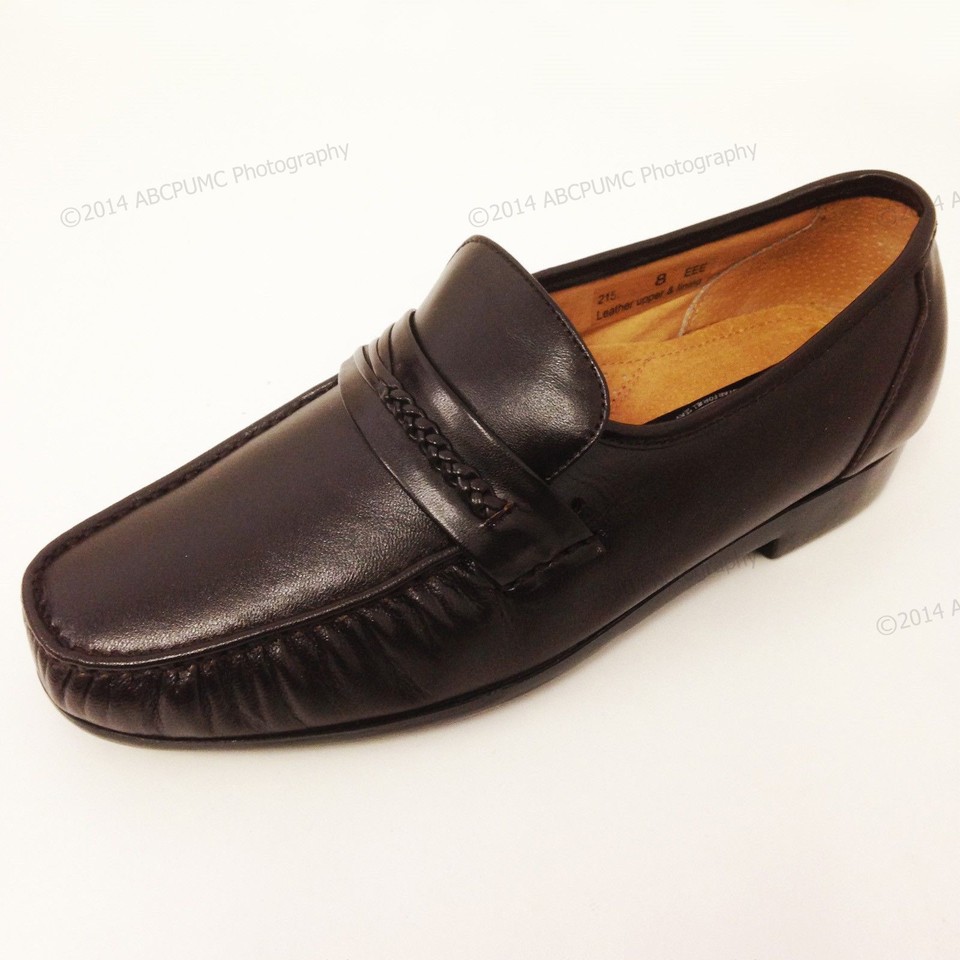 New Men's Dress Loafers Leather Wide Width (EEE) Moc Toe Slip On ...