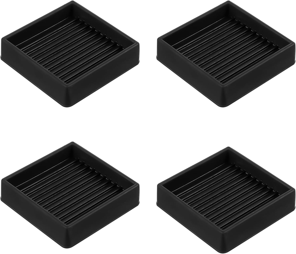 4Pcs Non-Slip Furniture Pads 2x2 Square Rubber Anti Skid Caster Cups ...