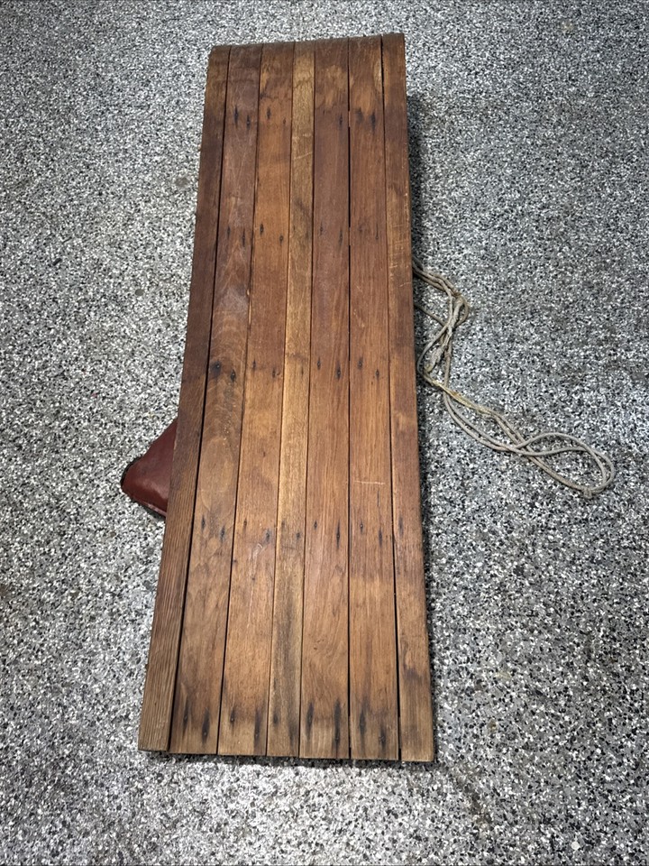 DWN•Vintage Adirondack 62” Toboggan Red Padded Vinyl Seat Oak Sled | eBay