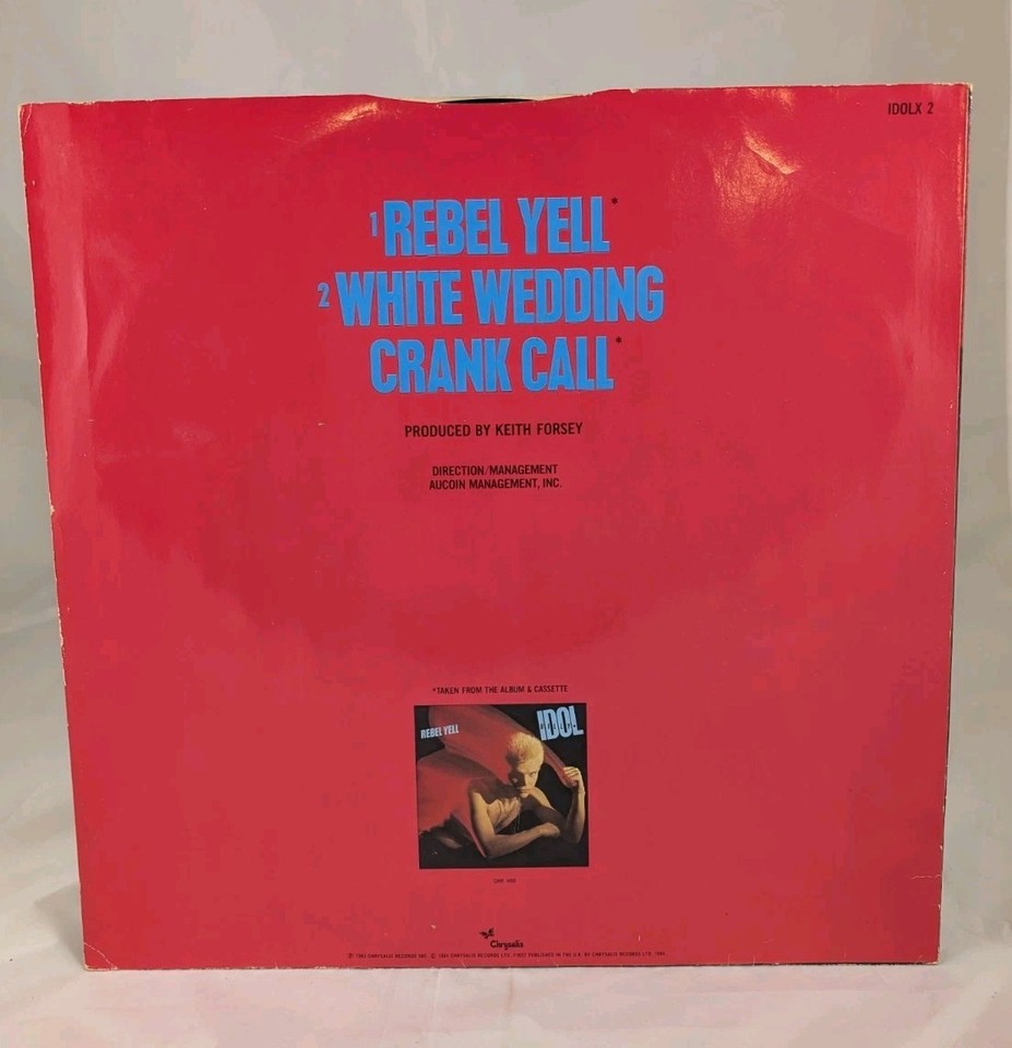 Billy Idol Rebel Yell 12" Vinyl LP Chrysalis Records 1984 UK Pressing ...