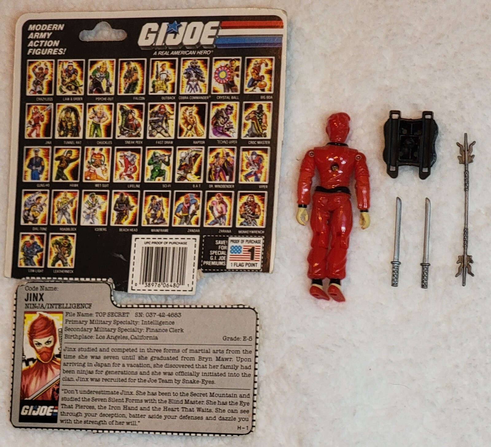 Vintage 1987 Hasbro GI Joe Jinx Action Figure 100% Complete with File ...