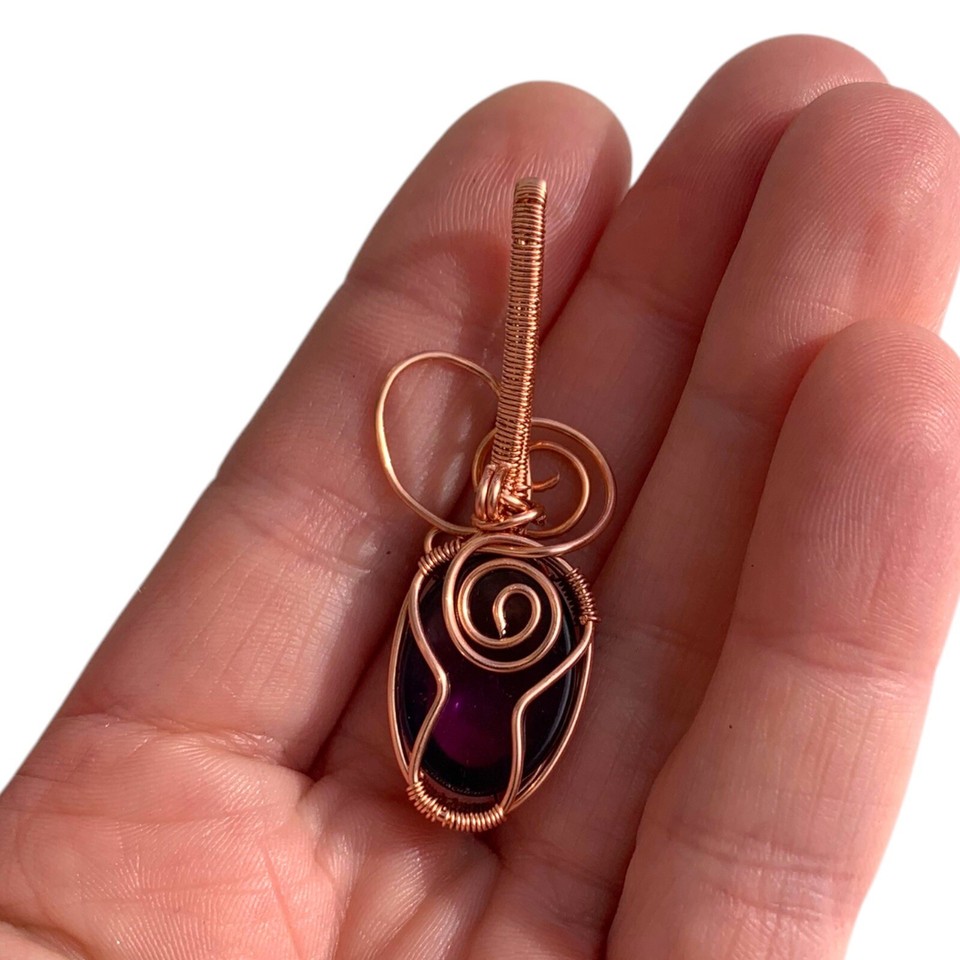 Mystical Amethyst Necklace Copper Wire Wrap Pendant Protection Jewelry ...