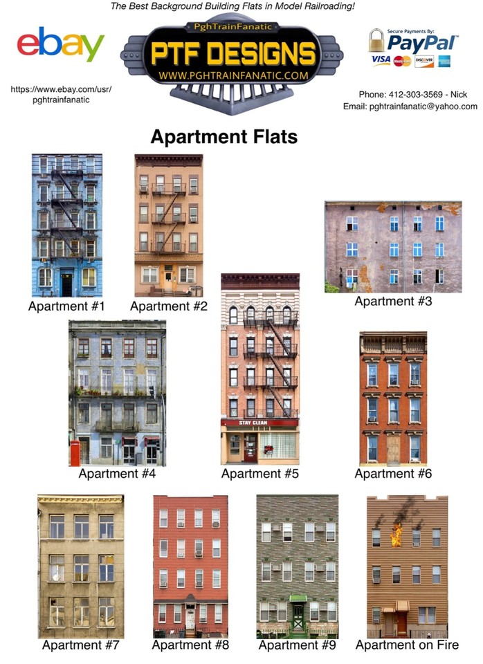 HO Scale Scratch Built UP 3D Collage -8 Apartment Building Flats #1 LED ...