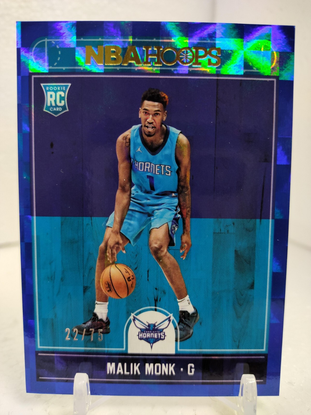 MALIK MONK #/75 BLUE ROOKIE 2017-18 Panini NBA Hoops Checkerboard #261 ...