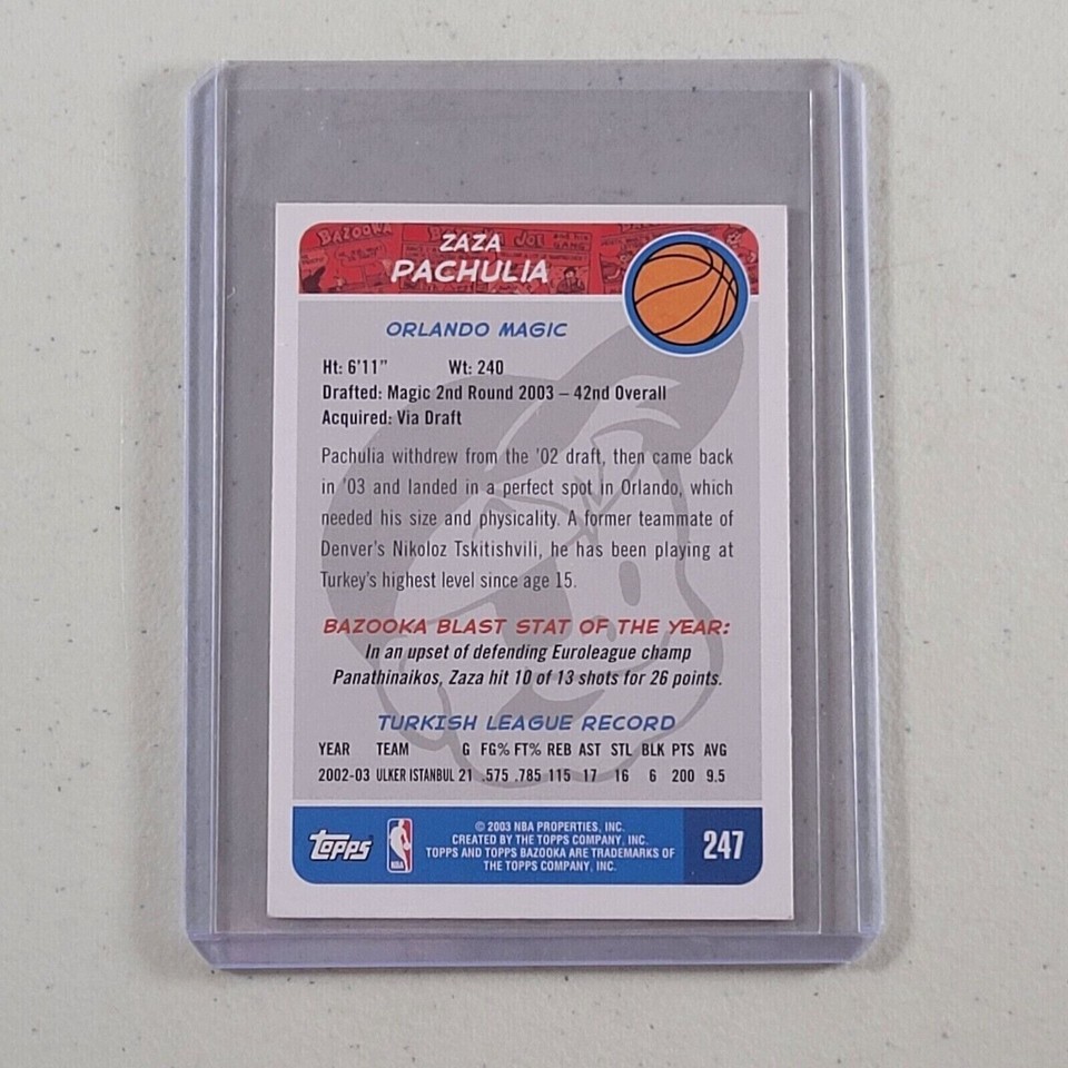 Zaza Pachulia Orlando Magic Mini Rookie Card RC #247 2003-04 Bazooka ...