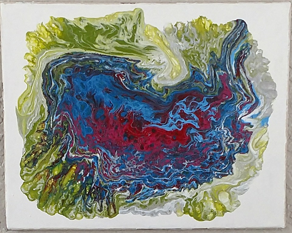 original art abstract painting, imaginary figure, signed in the back ...