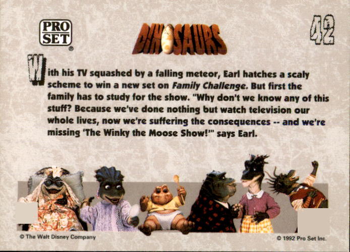 Dinosaurs ABC TV Sitcom Show 1992 Pro Set Trading Card YOU PICK Disney ...