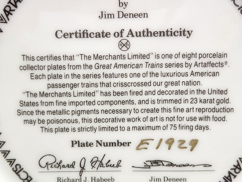 Danbury Mint The Merchants Limited train collector plate Jim Deene 1991 ...