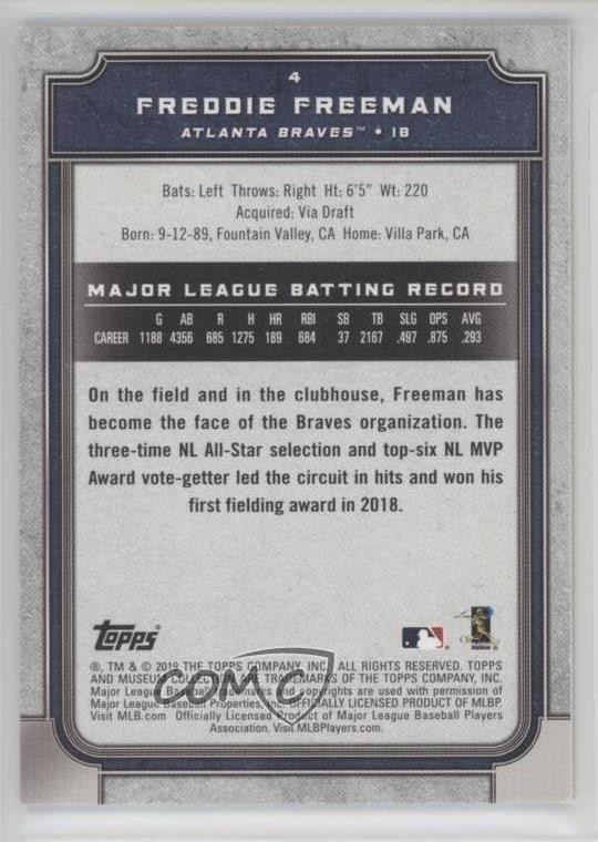 2019 Topps Museum Collection Copper Freddie Freeman #4 | eBay