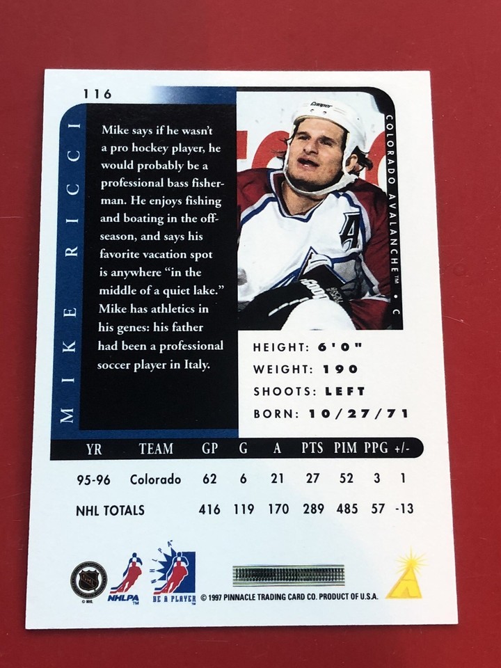 1996-97 Pinnacle Be A Player Mike Ricci #116 | eBay