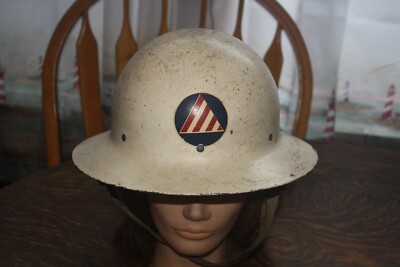 Vintage WWII Civil Defense Metal Air Raid Warden Helmet US GOV WW2 ...