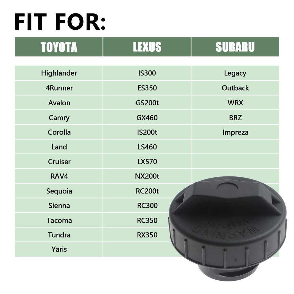 Black Gas Tank Fuel Filler Cap Fits for Toyota Avalon Camry Tundra ...