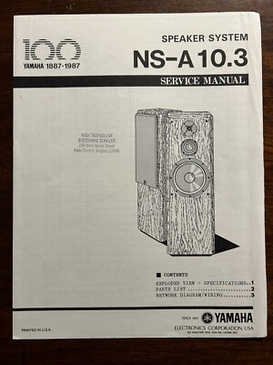 Yamaha NS-A10.3 Speaker System Service Manual Original OEM Genuine | eBay