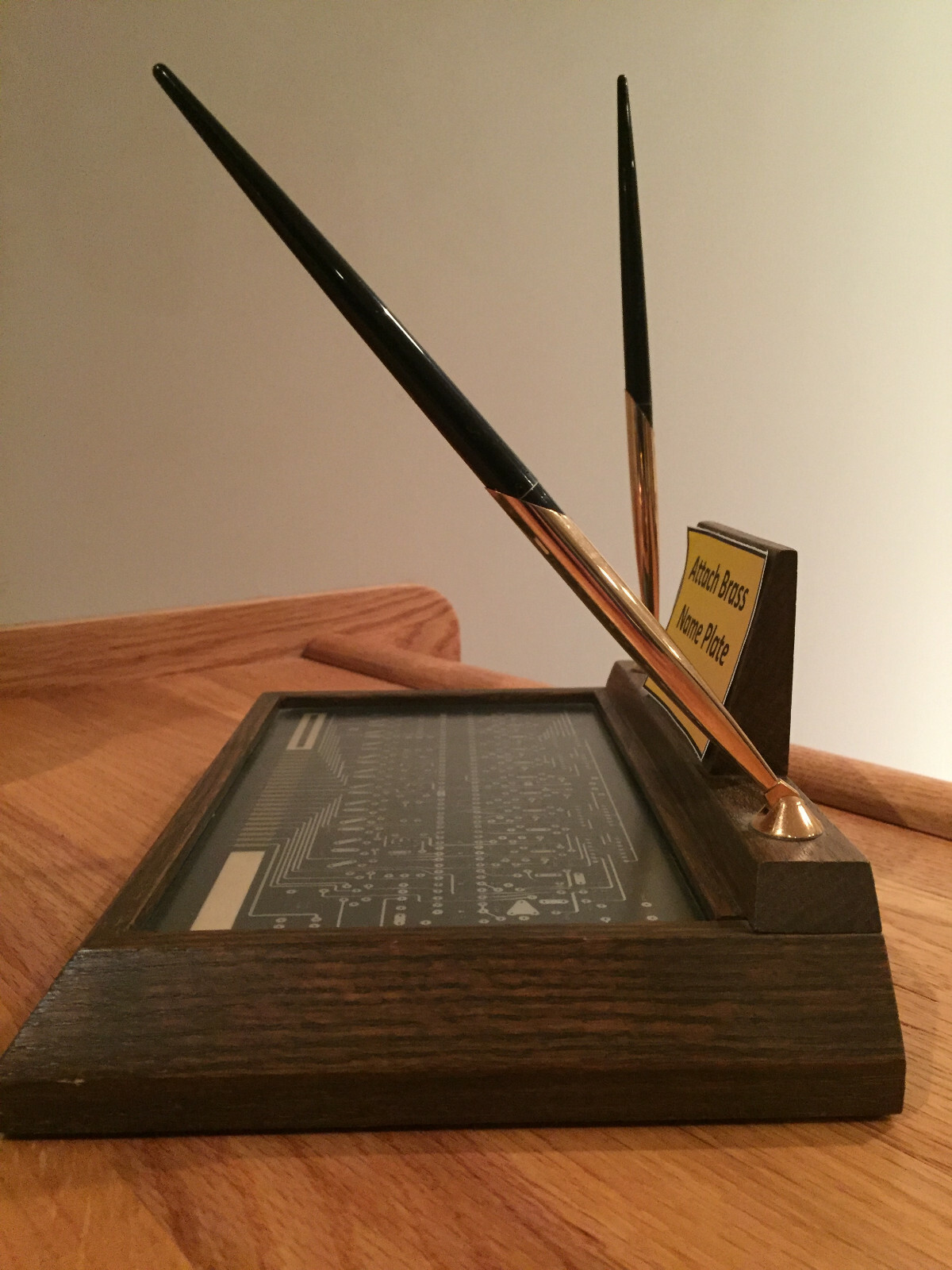 Vintage CUSTOM MADE Double Pen Desk Set Printed Circuit Artwork w/ OEM ...