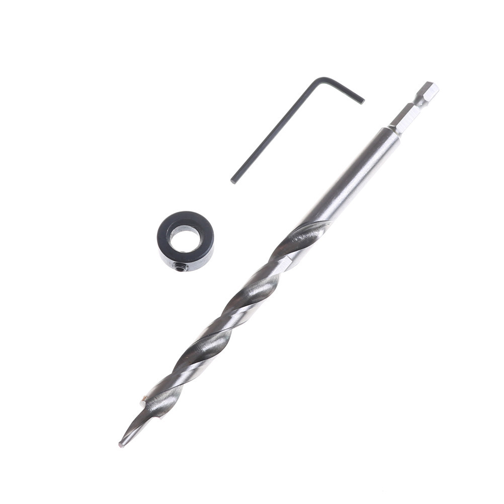 3/8" Hex Pocket Hole Twist Step Drill Bit+Stop Collar Set for Kreg Jig ...