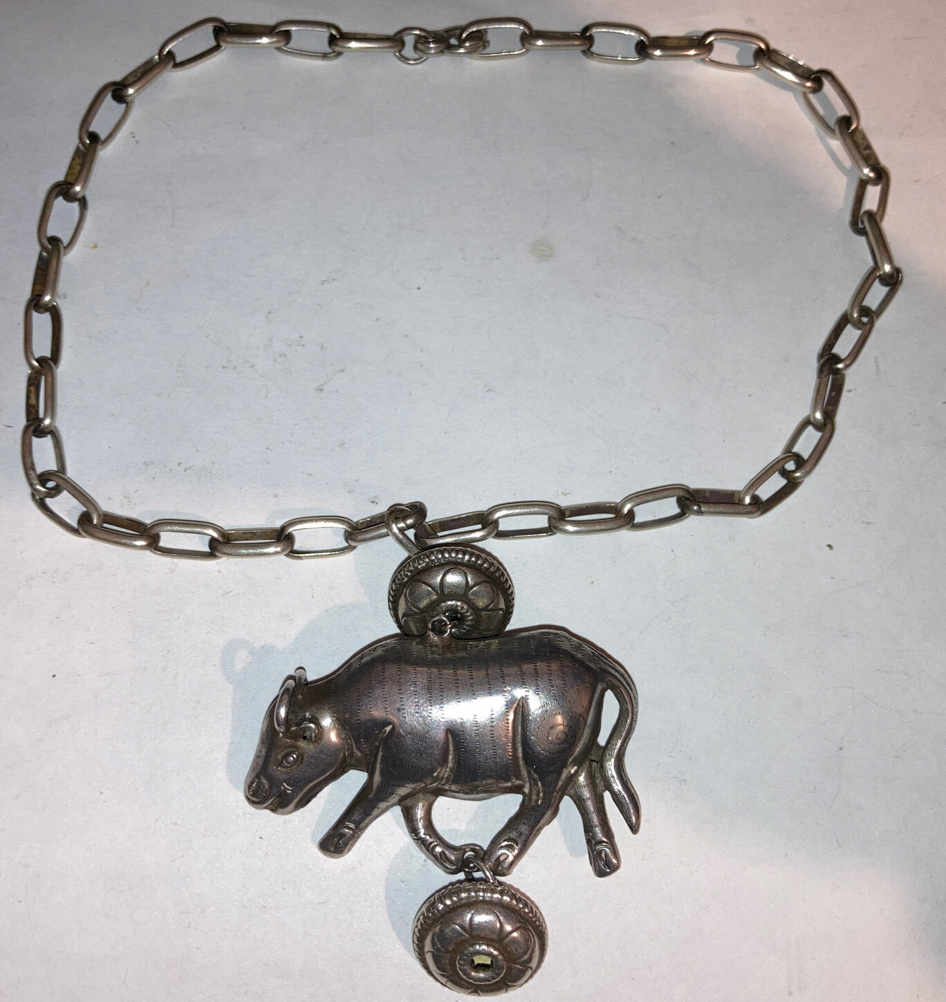 Rare Antique Indian Sterling Silver Dangi Cattle Cow 3D Figural ...