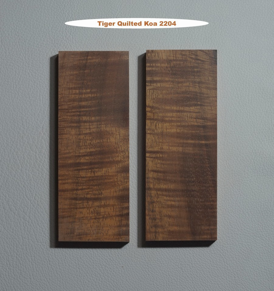 Stabilized Shimmering Koa Tiger Curl knife scales #2204, pistol grips ...