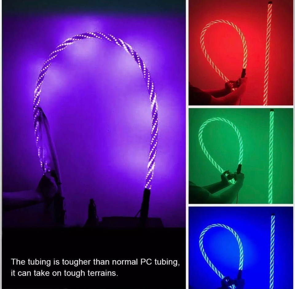 2pc 5ft Lighted Spiral LED Whip Antenna w/Flag & Remote for ATV off ...
