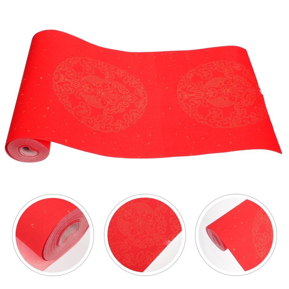 2 Rolls Red Xuan Paper Blank Calligraphy Paper Spring Festival Couplet ...