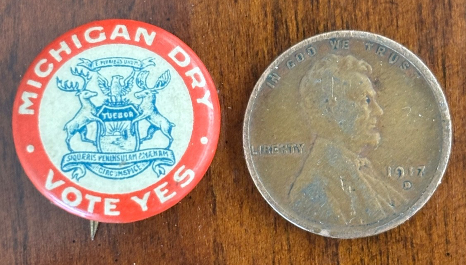 "Michigan Dry Vote Yes" Prohibition Celluloid pin pinback button ...