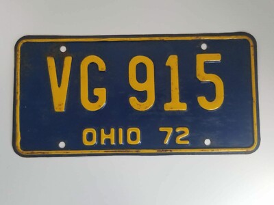 1972 Original Blue / Yellow Vintage Ohio License Plate VG 915 | eBay