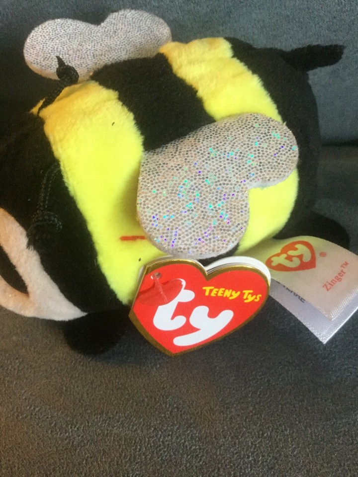 TY TEENY TYS ZINGER THE BEE BUMBLEBEE BLACK & YELLOW - BRAND NEW WITH ...