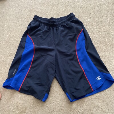 Champion Performance Shorts Mens Drawstring Stretch Blue 100% Polyester ...