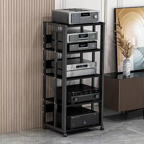 5-Tier AV Media Stand, Stereo Component Stand, HIFI Racks with Wheels ...