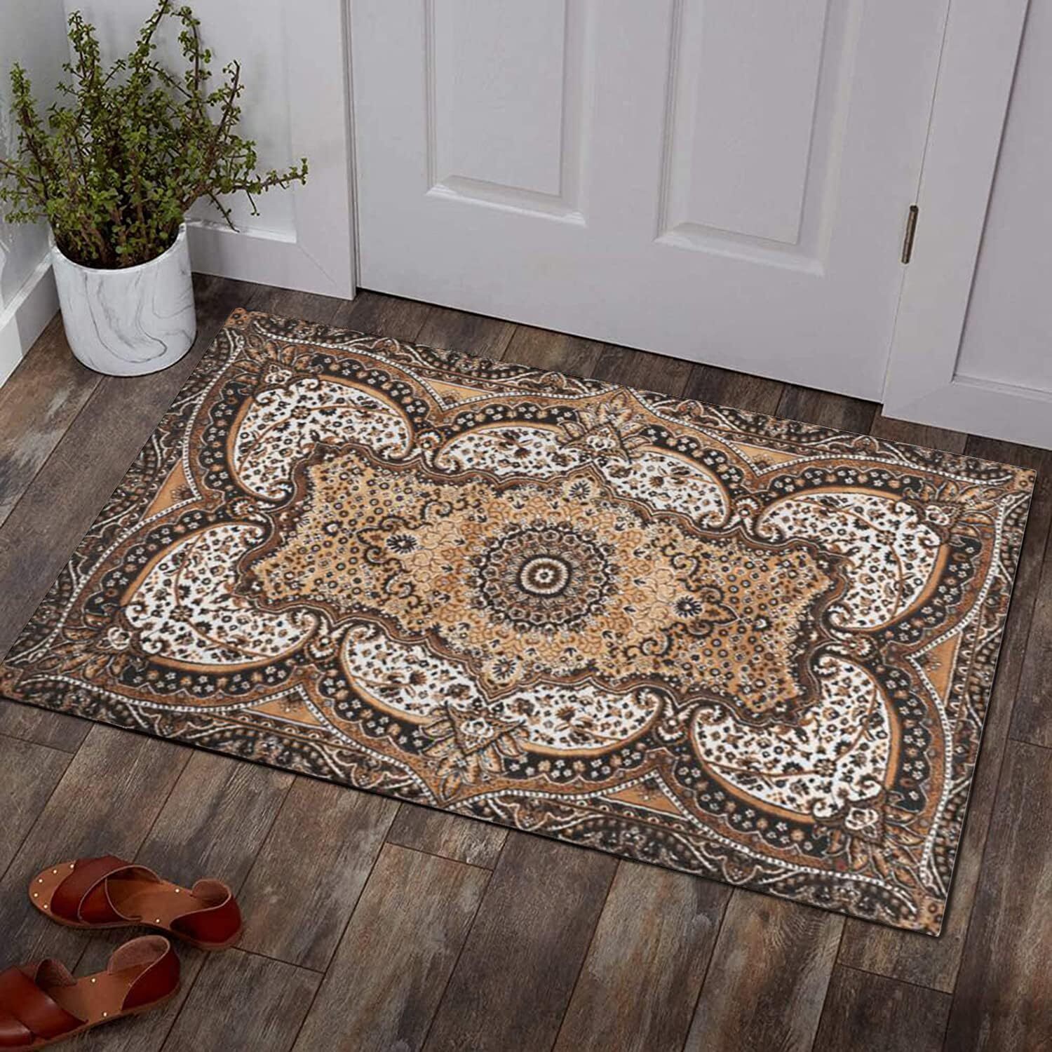 Brown Kitchen Rug Mat Farmhouse Kitchen Rugs Sets of 2 Washable Non ...