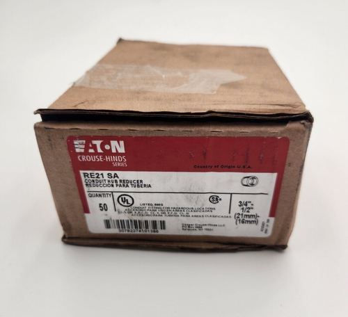 EATON Crouse Hinds RE21 SA Conduit Hub Reducer 3/4in-1/2in, BOX OF 50 ...