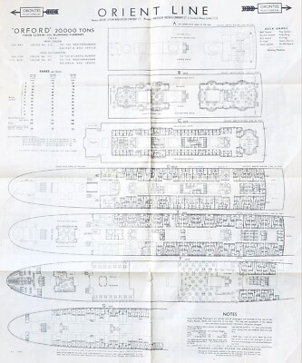 1934 Orient Line ORFORD & ORONTES Cruise Deck Plans - 24" x 28" - 7 ...